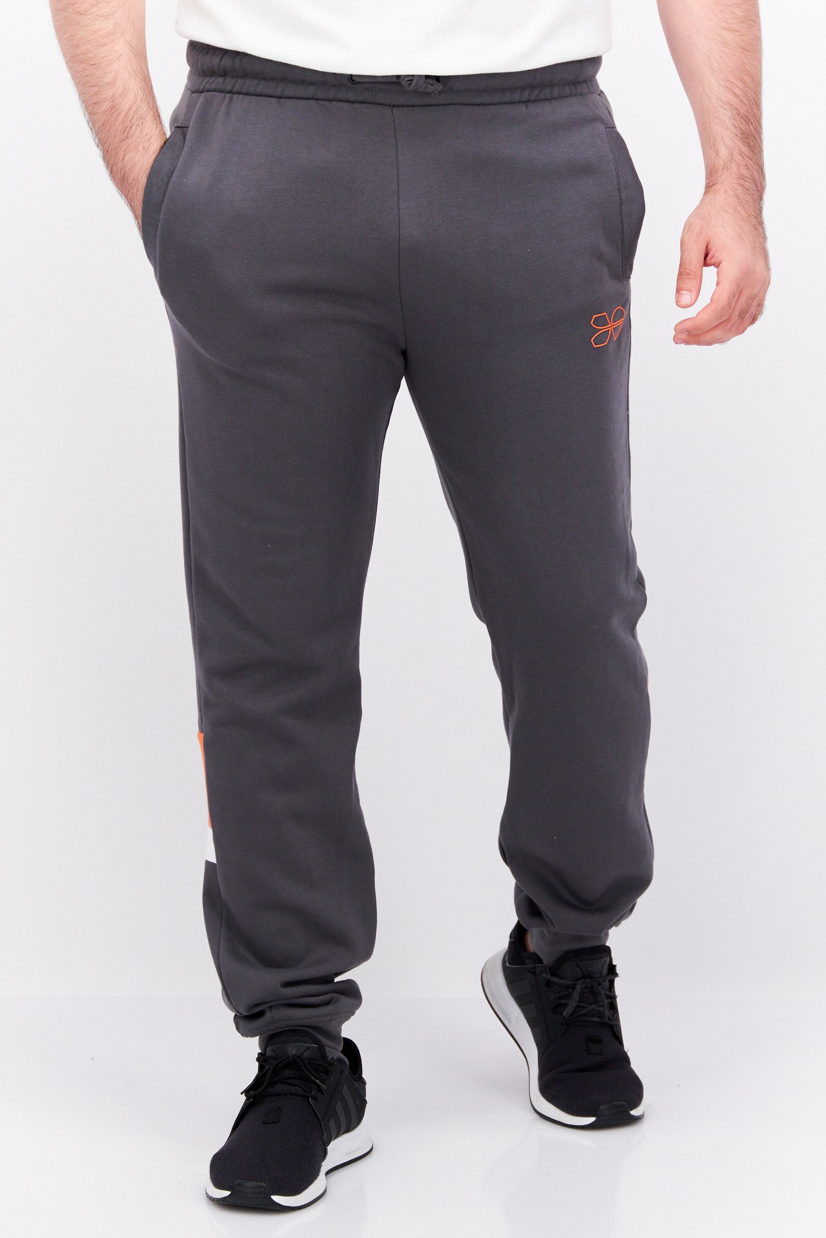 Buy Crosshatch Men Regular Fit Drawstring Brand Logo Jogger Pants, Grey ...