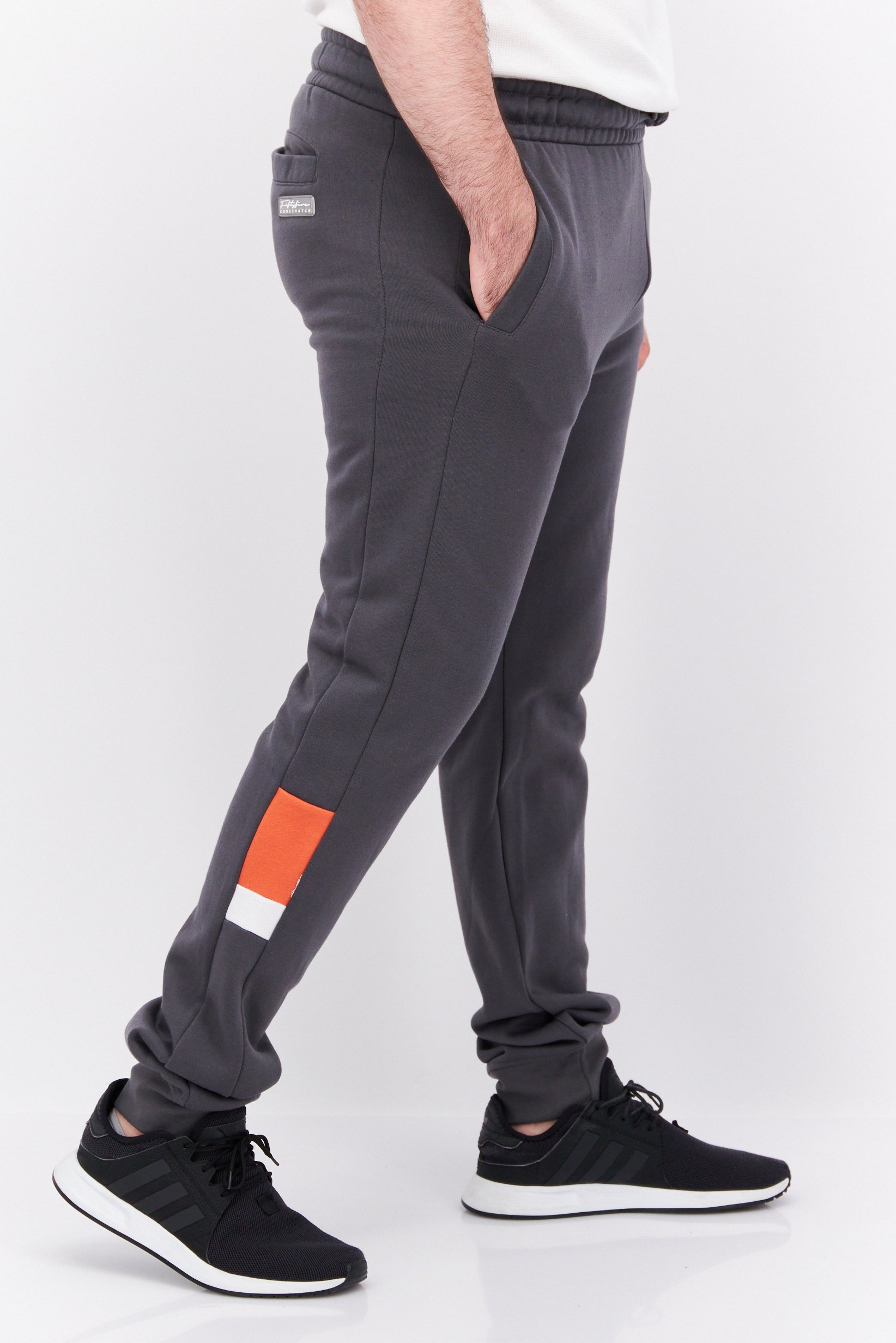 Buy Crosshatch Men Regular Fit Drawstring Brand Logo Jogger Pants, Grey ...
